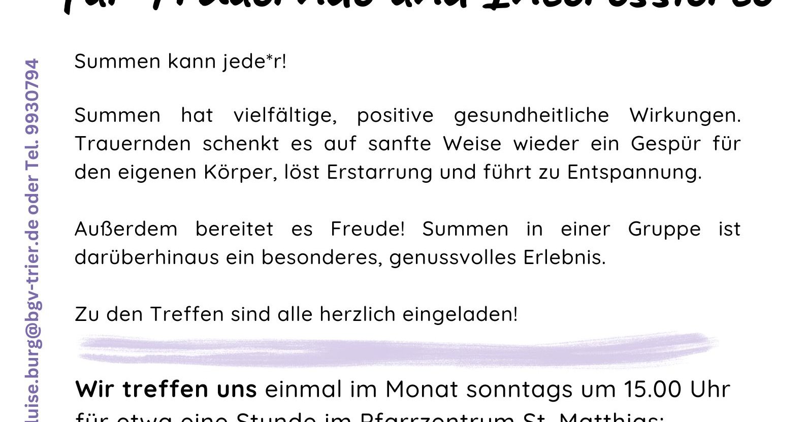 Heilsames Summen für Trauerende und Interessierte | Pastoraler Raum Trier